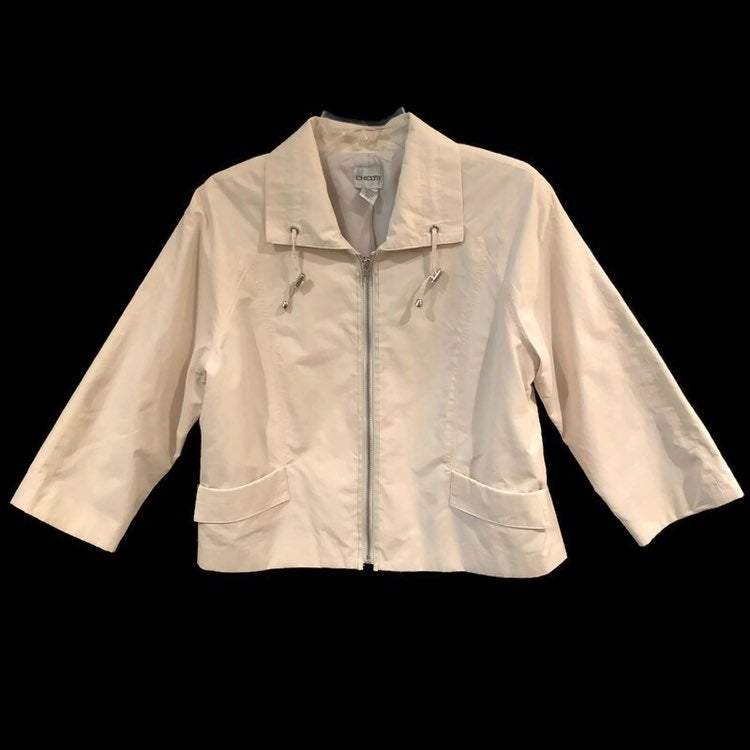 Chico's Womens Zip Up Lightweight Cream Coat Jacket