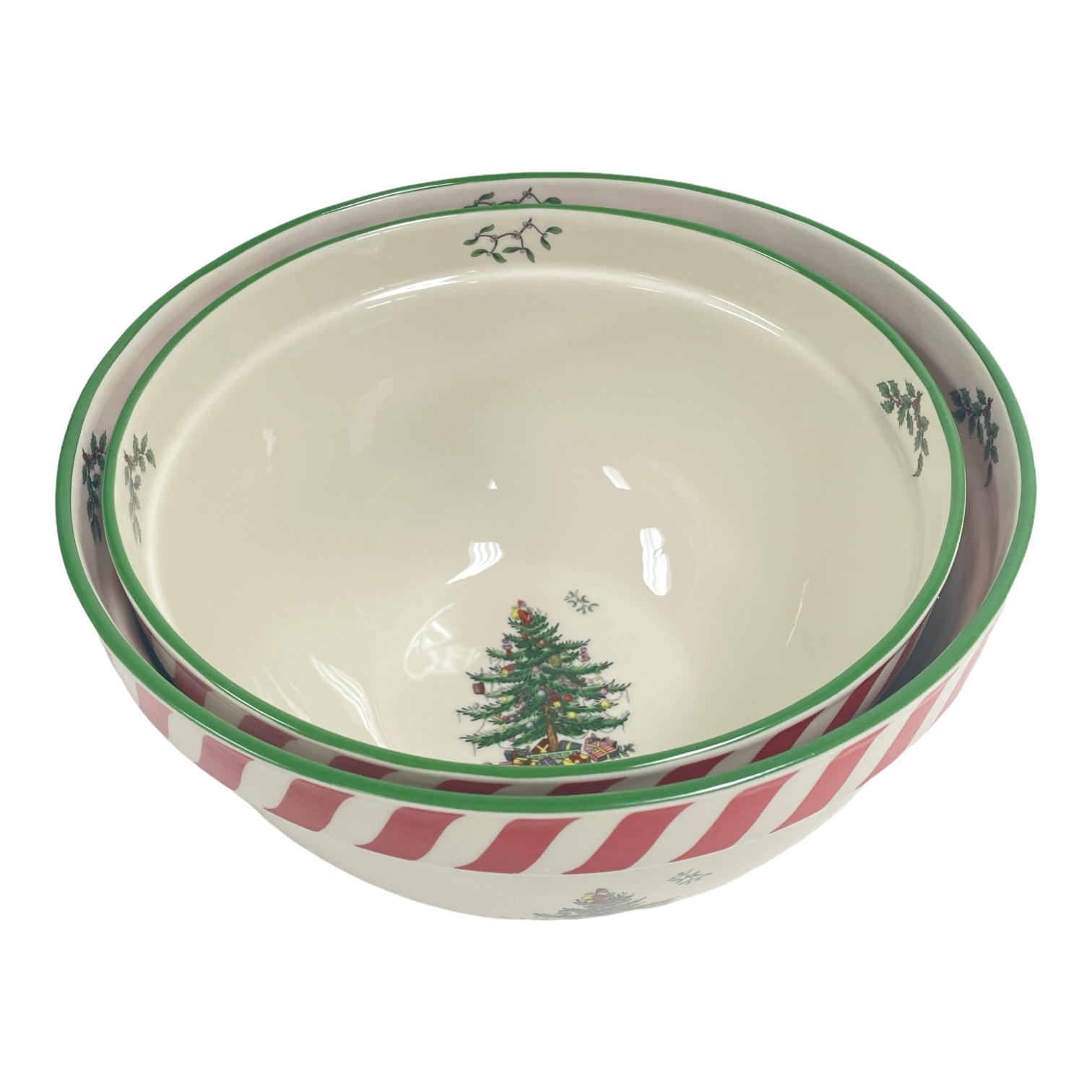 Spode Christmas Tree Peppermint Porcelain Nesting Bowls (Set of 2)